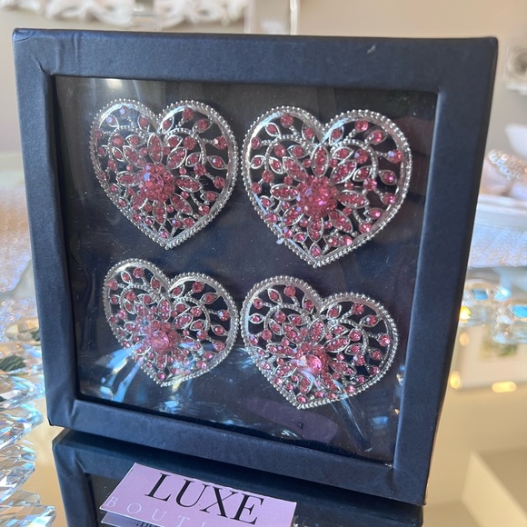 Tahari | Accents | Tahari Rhinestone Crystal Pink Bling Heart Napkin ...